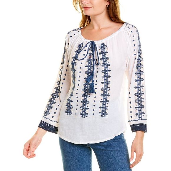 Chelsea & Theodore | Tops | Chelsea Theodore Womens Tie Neck Top White ...